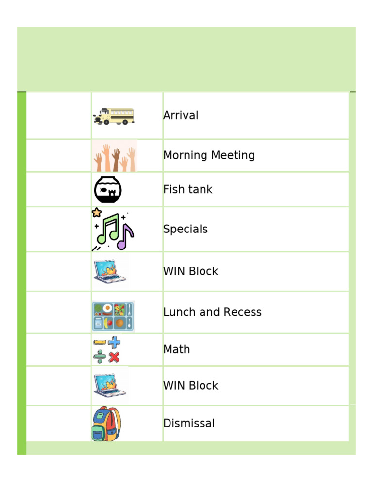 Student Visual Schedule | PDF
