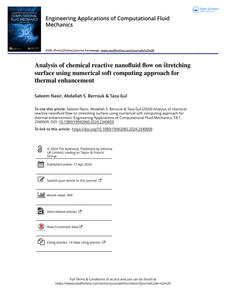 Analysis of Chemical Reactive Nanofluid Flow On Stretching Surface ...