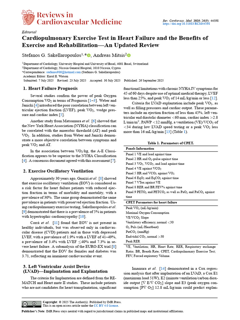 Cardiopulmonary Exercise Test in Heart Failure and The Benefits of ...