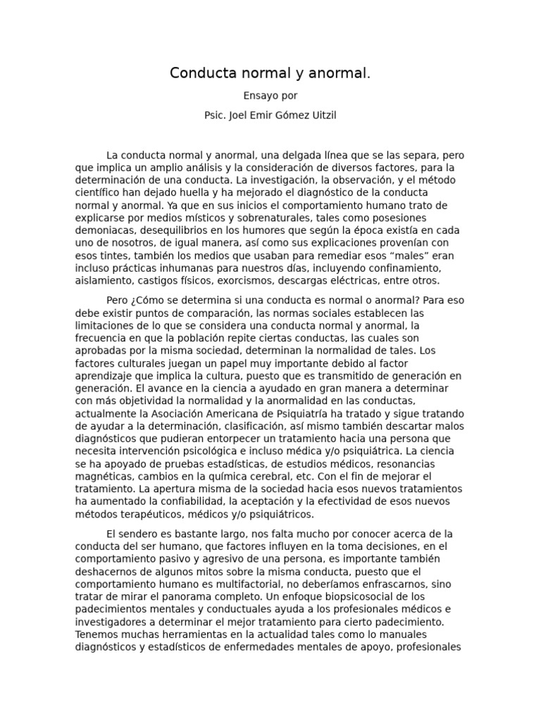 Conducta Normal y Anormal | PDF | Comportamiento | Psiquiatría