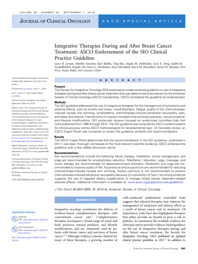 ASCO SIO Guidelines | PDF | Oncology | Evidence Based Medicine