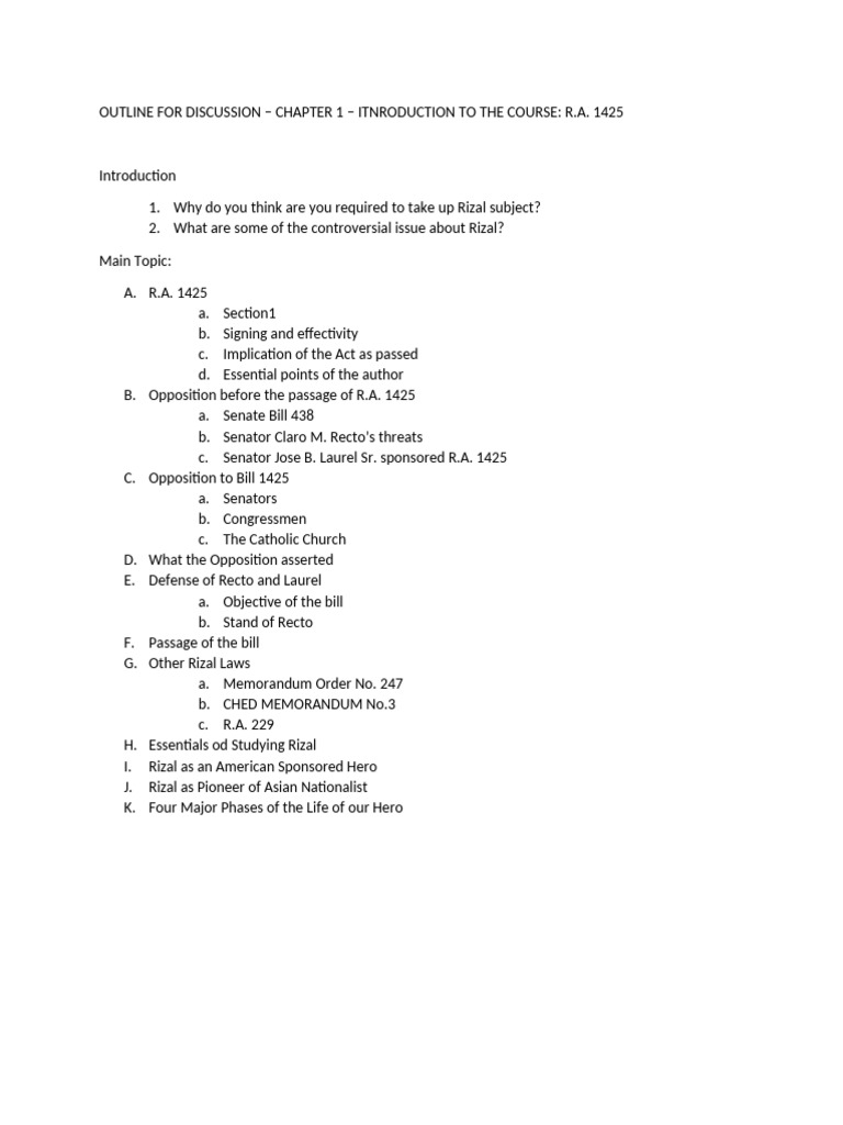 Outline For Discussion Chapter 1 | PDF
