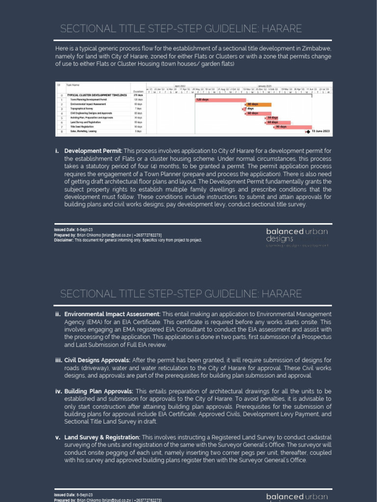 Sectional Title Development Process - Harare - 10 Jan 2023 | PDF ...