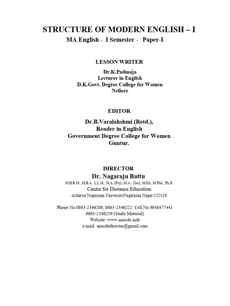 Structure of Modern English Overview | PDF | Consonant | Vowel