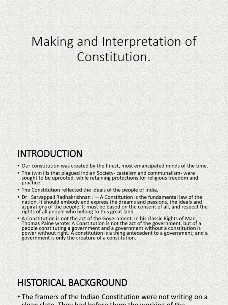 Indian Constitution: Creation and Meaning | PDF | Government | Justice