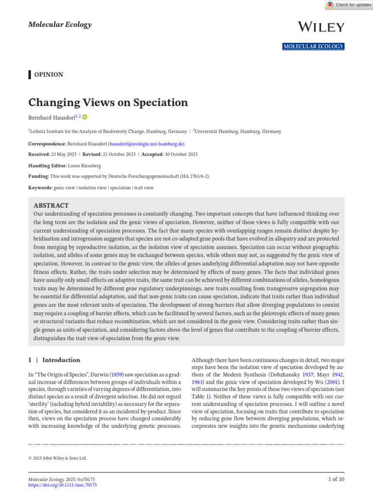 Changing Views On Speciation | PDF | Species | Evolution