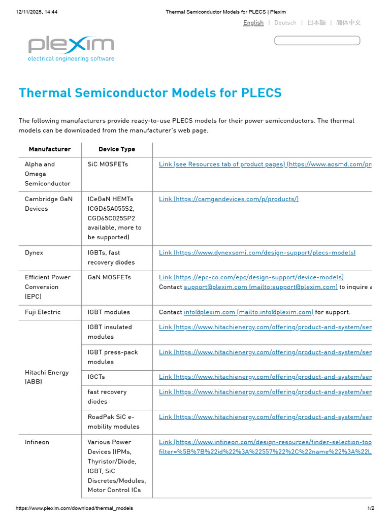 Thermal Semiconductor Models For PLECS - Plexim | PDF | Power ...
