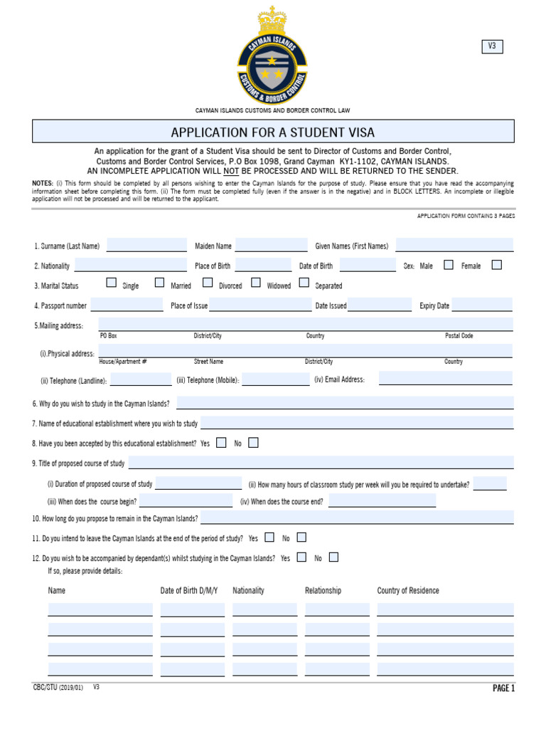 Cayman Islands Student Visa Application | PDF | Travel Visa | Passport