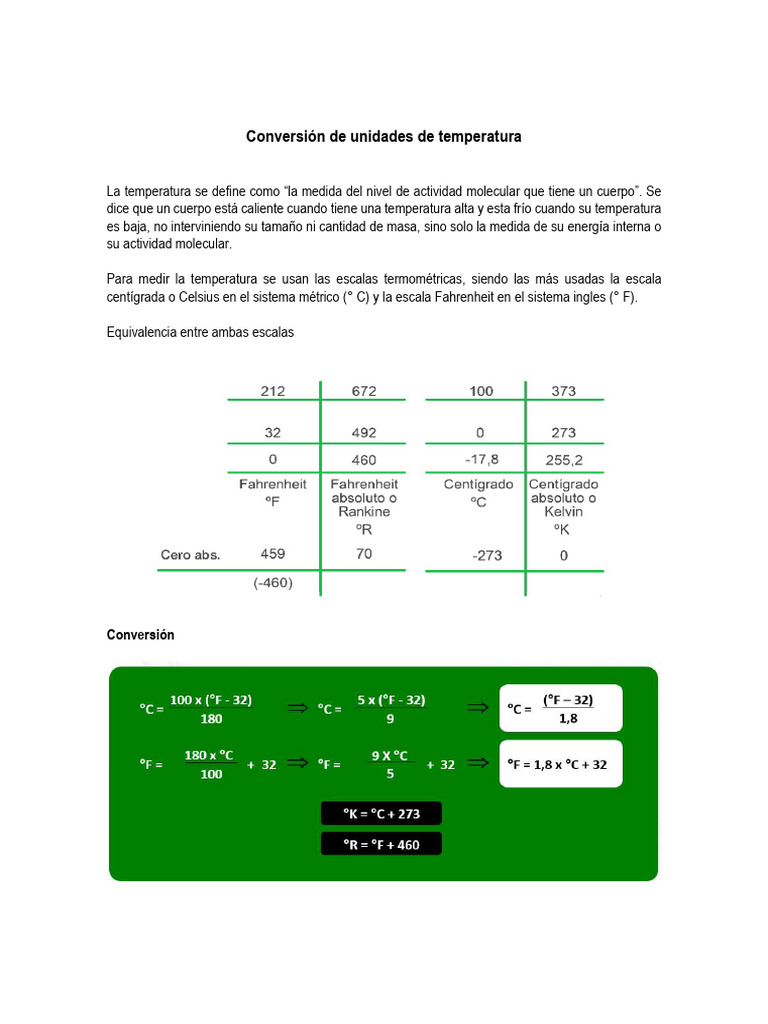 Conversión de Unidades de Temperatura | PDF