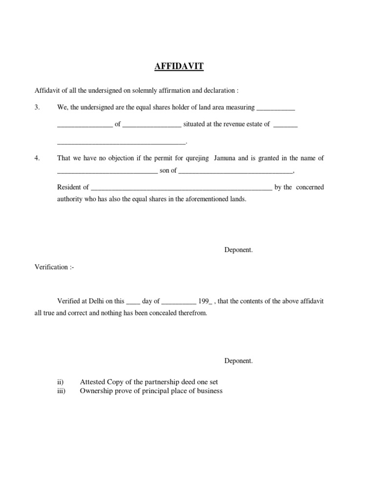 Land Ownership Affidavit Template | PDF