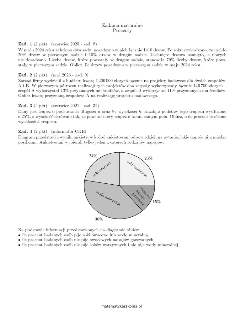 Matematyka Matura Zbior Zadan 1 | PDF
