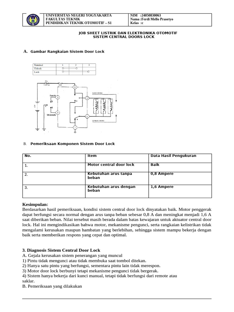 Sistem Central Doors Lock | PDF