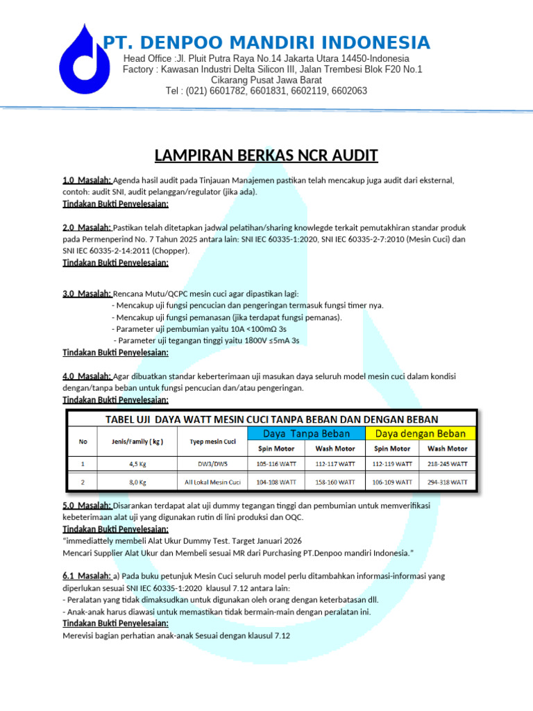 Lampiran Berkas NCR Audit | PDF