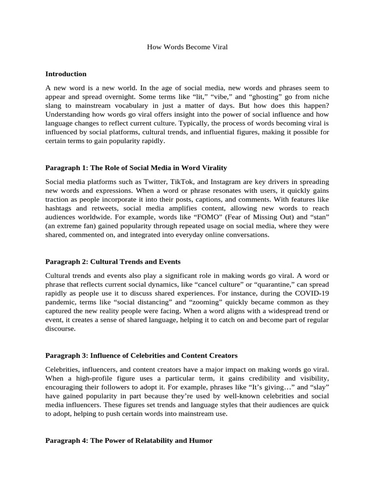 9a. Example of Explanation Essay - How Words Become Viral | PDF ...