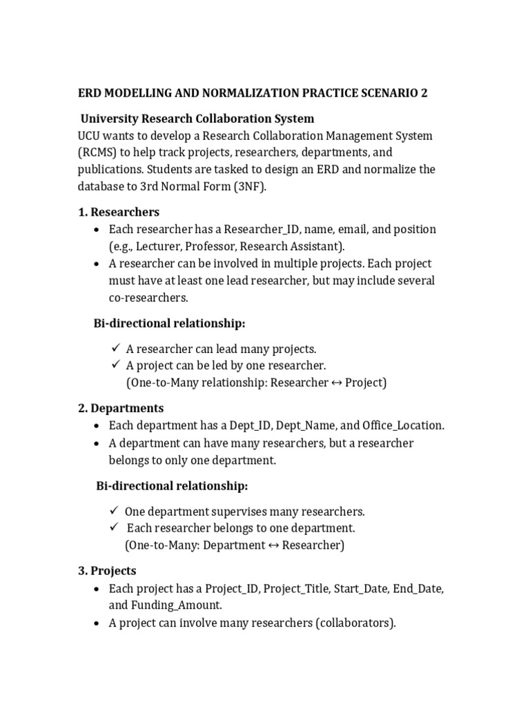 ERD Modelling and Normalization Scenario 2 | PDF | Data Management Software | Software Design