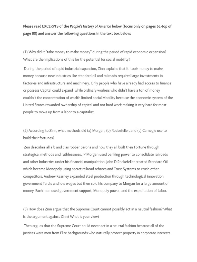 Robber Barons and Rebels Homework Questions | PDF | Economies