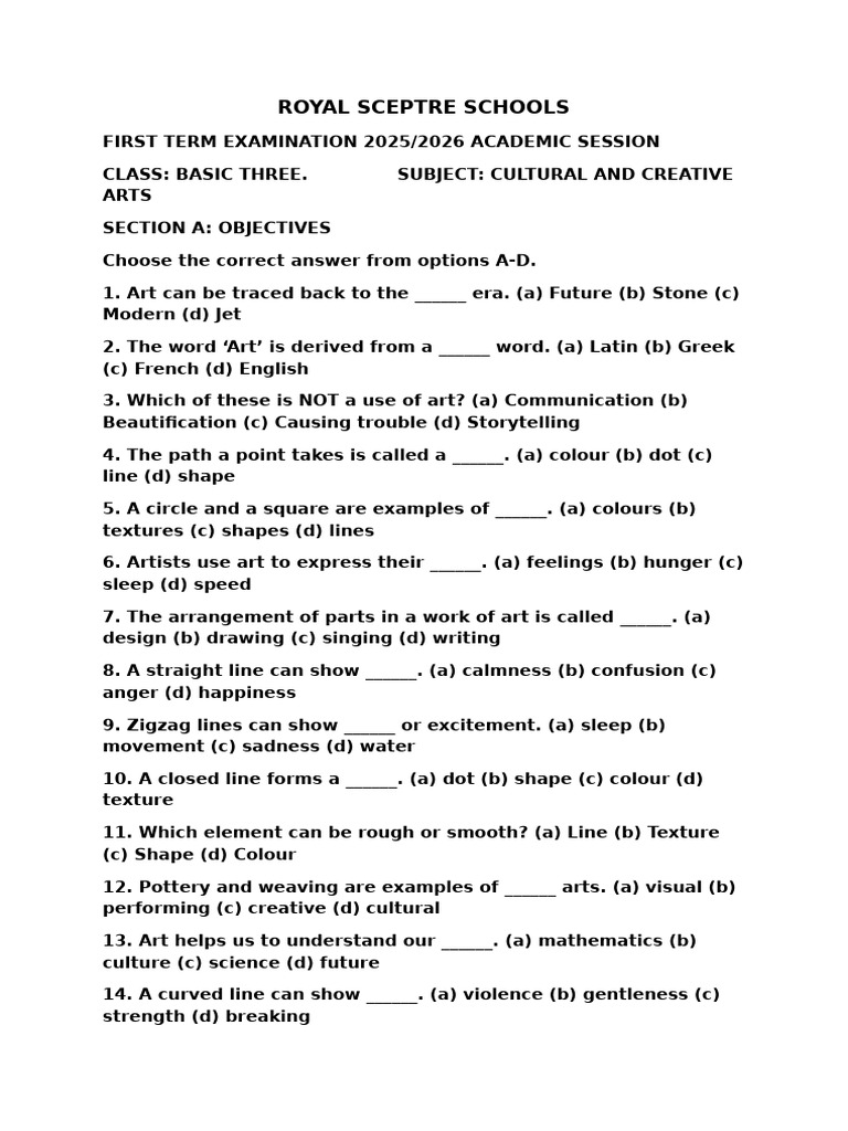 Basic 3 CCA First Term | PDF | Shape
