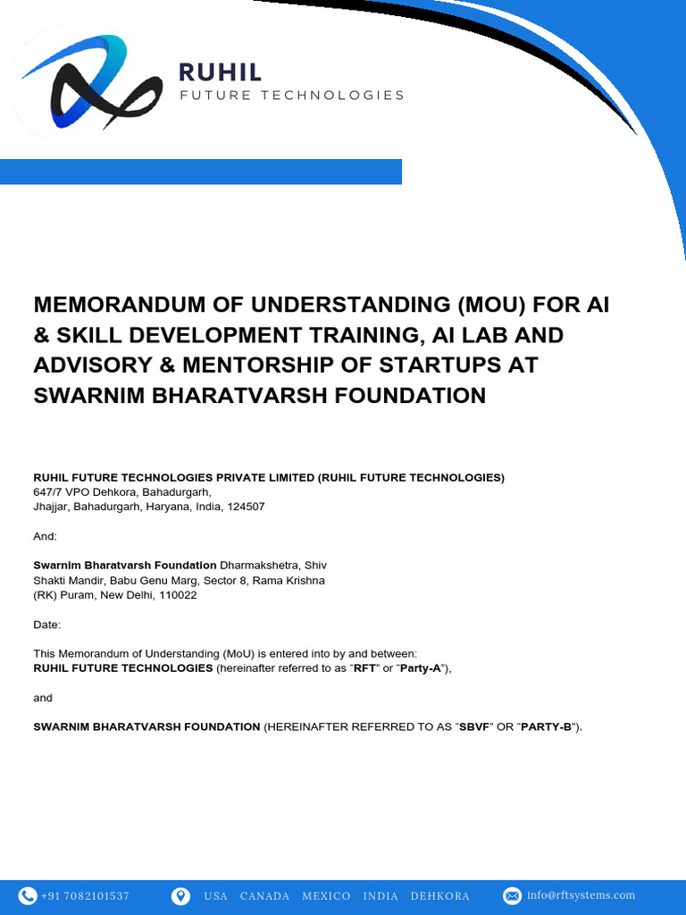 AI Training MOU with Swarnim Foundation | PDF | Artificial Intelligence ...