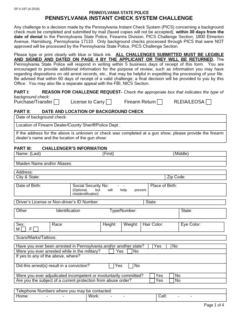 Challenge Form | PDF | National Instant Criminal Background Check ...