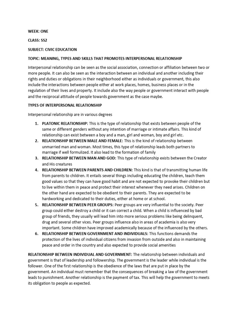 3163_week One Ss2 Second Term | PDF | Interpersonal Relationships | Psychology