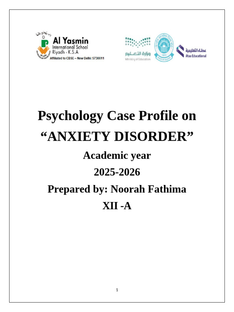 Psy - Case Profile (Final) | PDF | Mental Disorder | Anxiety