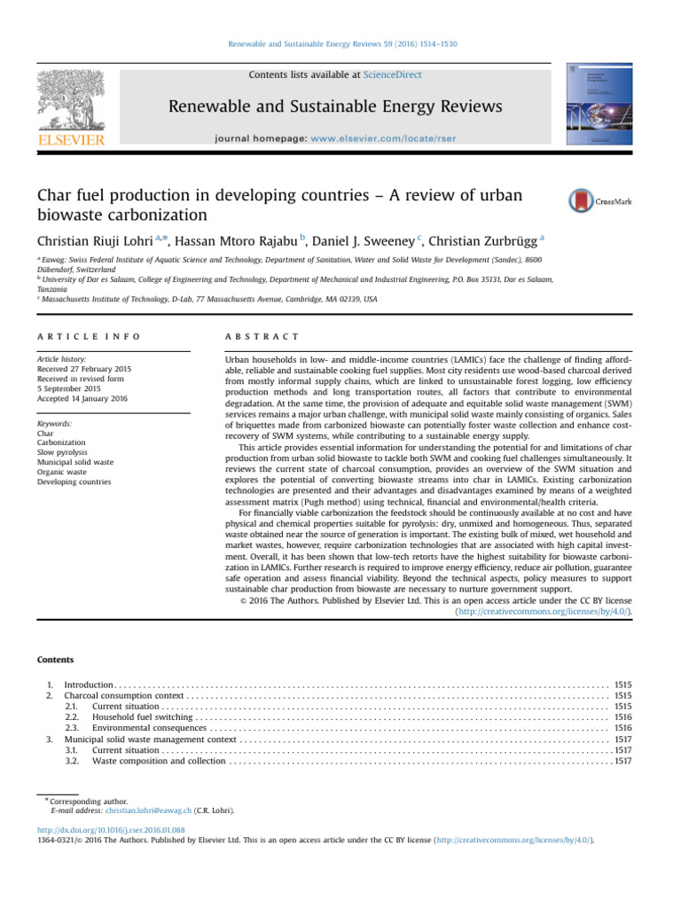 Char Fuel Production | PDF | Pyrolysis | Waste Management