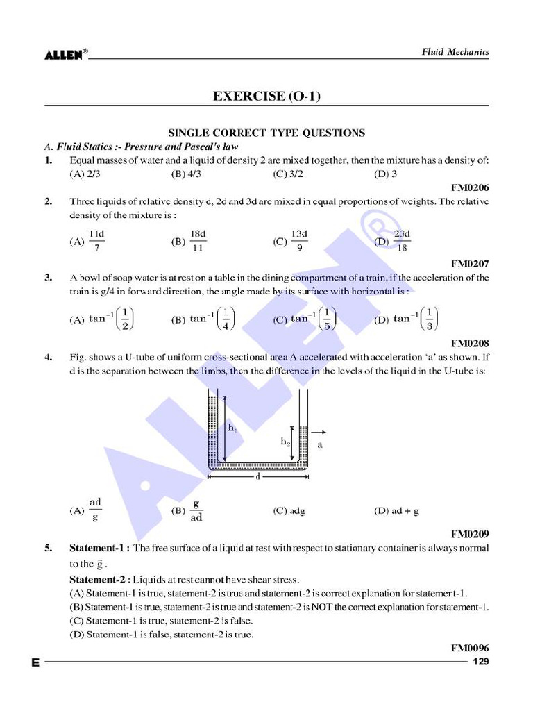 Fluid Exercise 1 | PDF