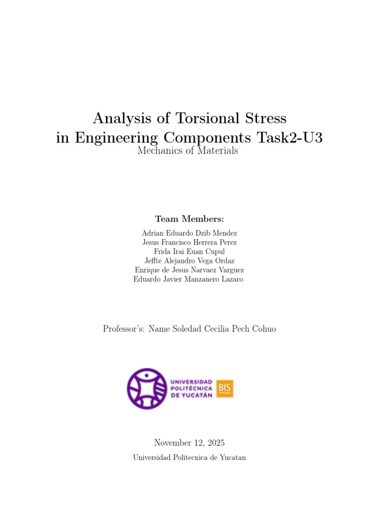 Campos-Zaldivar Team1 Task2 U3 | PDF | Stress (Mechanics) | Mechanical ...