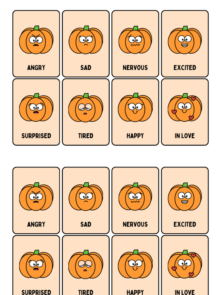 Pumpkin Identifying Emotions Memory Game | PDF