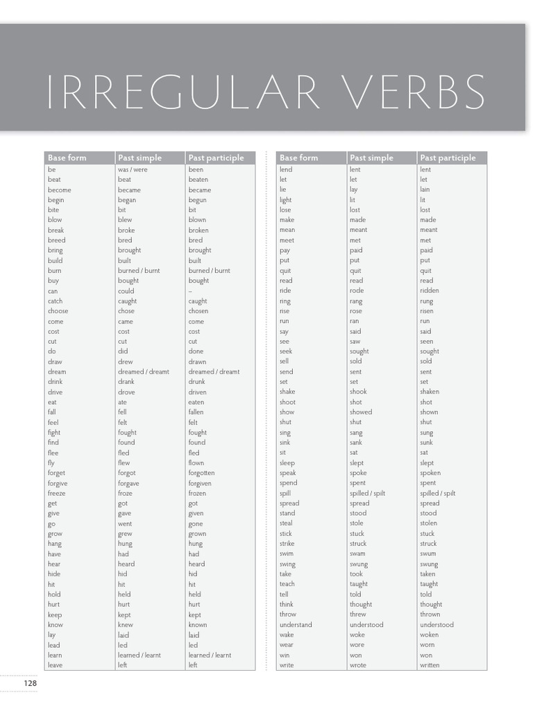 Book 3 - Irregular Verbs | PDF
