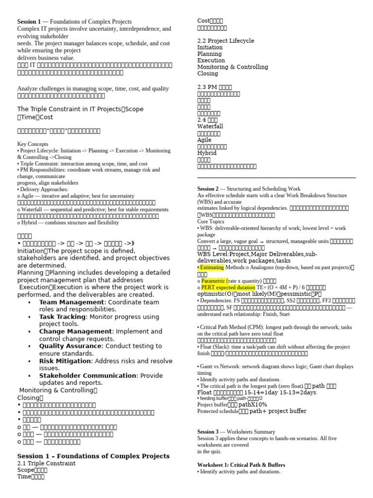 Project Management Note | PDF | Project Management | Agile Software ...