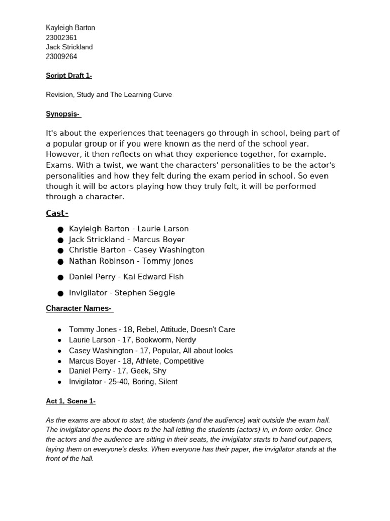 Script Draft 1 | PDF