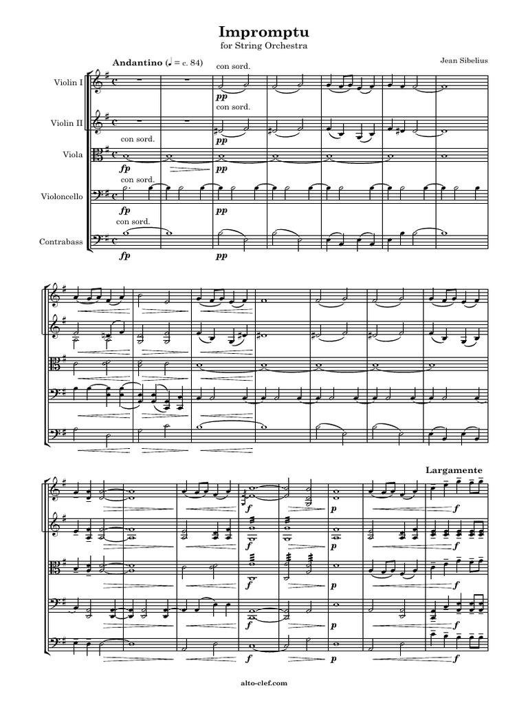 Impromptu de Sibelius pour orchestre à cordes | PDF | Graphèmes ...
