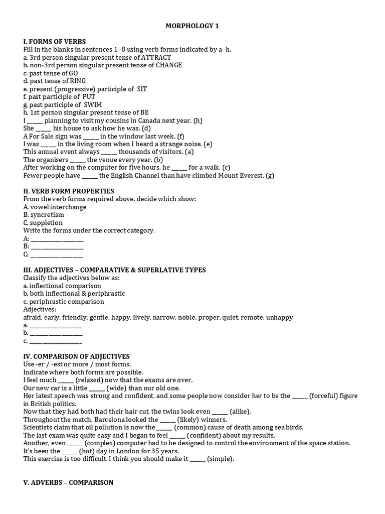 Verb Forms and Morphological Analysis | PDF | Verb | Word