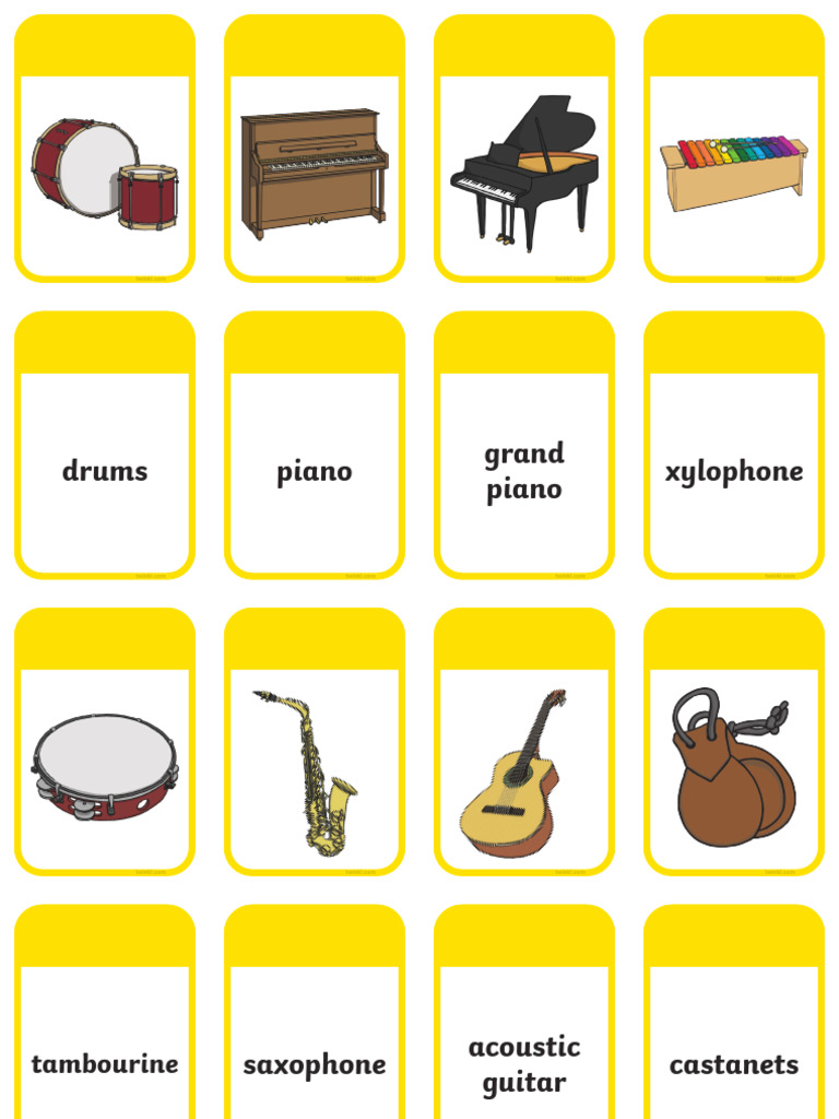 T T 557 Name The Musical Instrument Flash Cards Ver 3 | PDF
