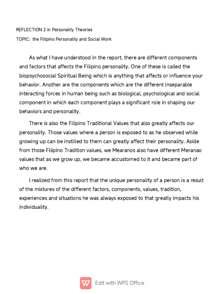 REFLECTION 2 in Personality Theories | PDF