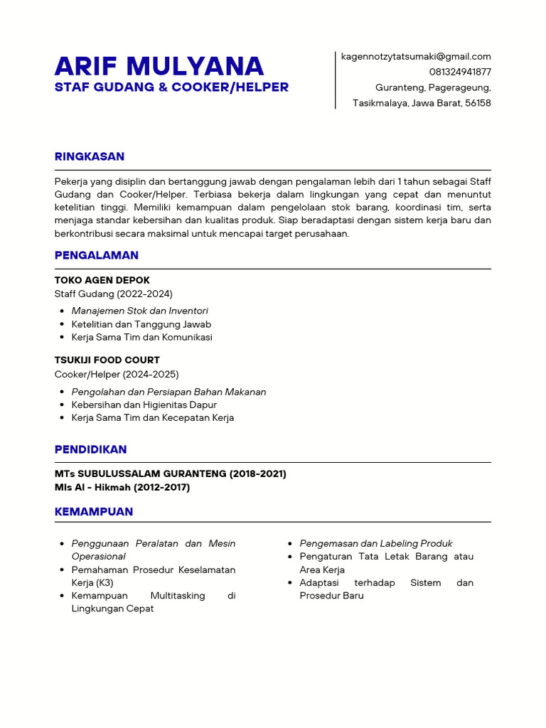 Arif Mulyana - CV Fix | PDF