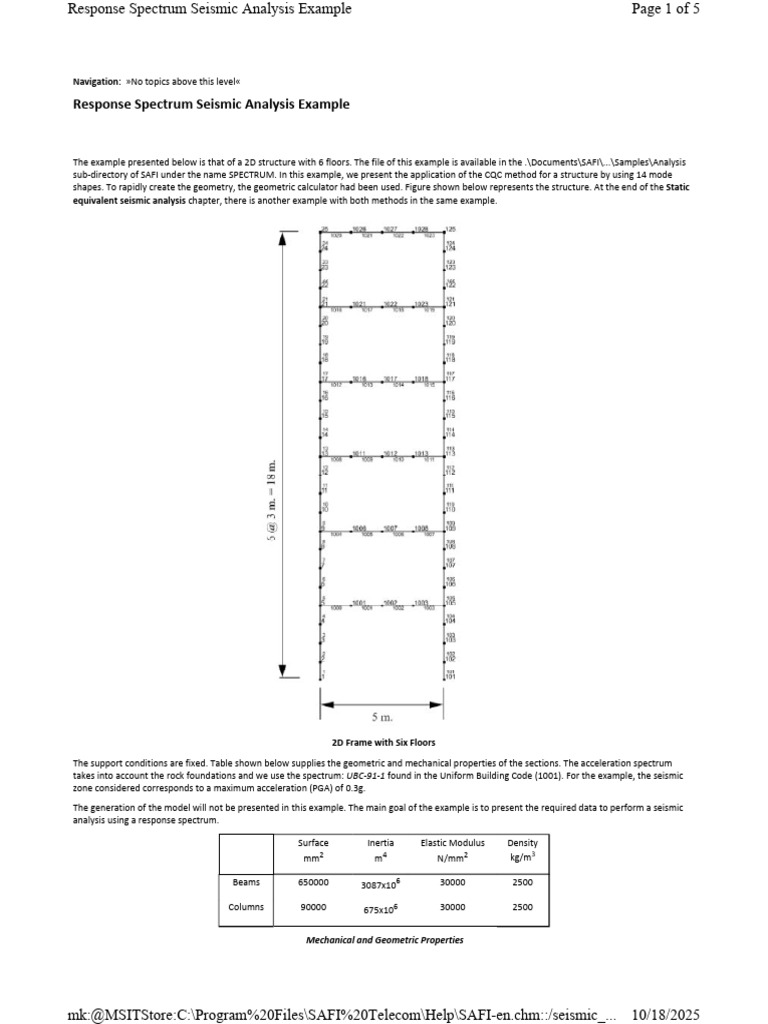 SAFI - Response Spectrum Seismic Analysis Example | PDF | Seismology ...