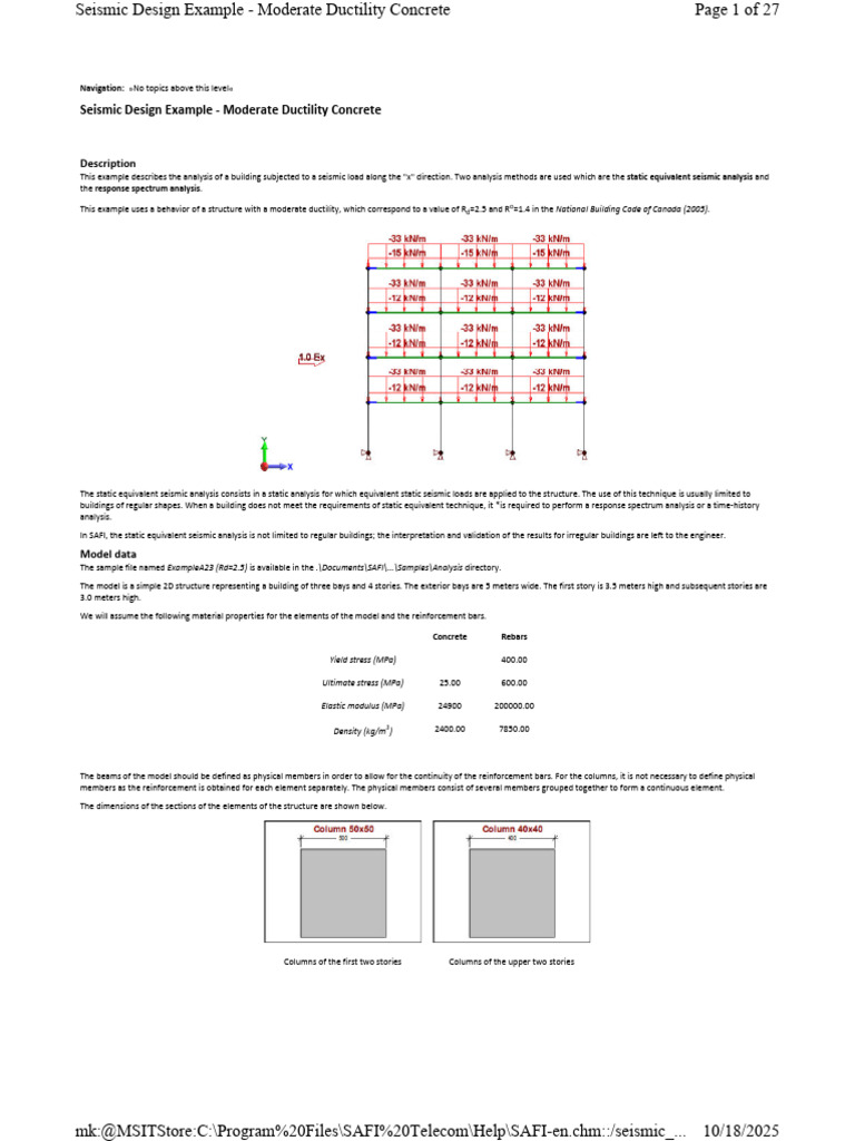 SAFI - Seismic Design Example - Moderate Ductility Concrete | PDF ...