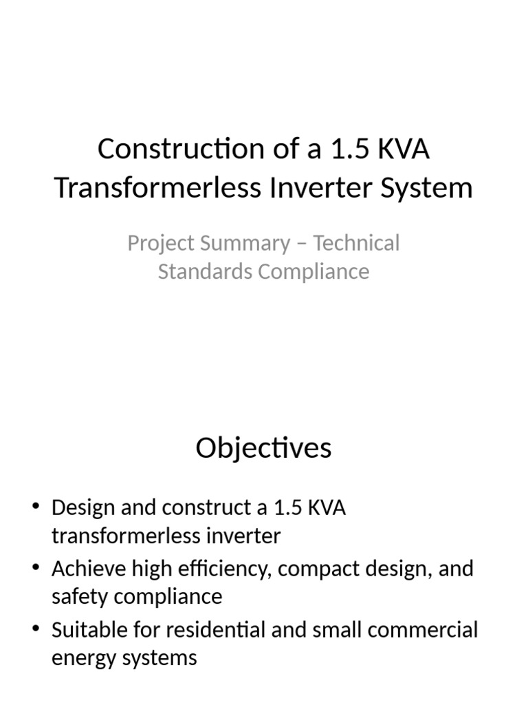 1.5KVA Transformerless Inverter Summary | PDF