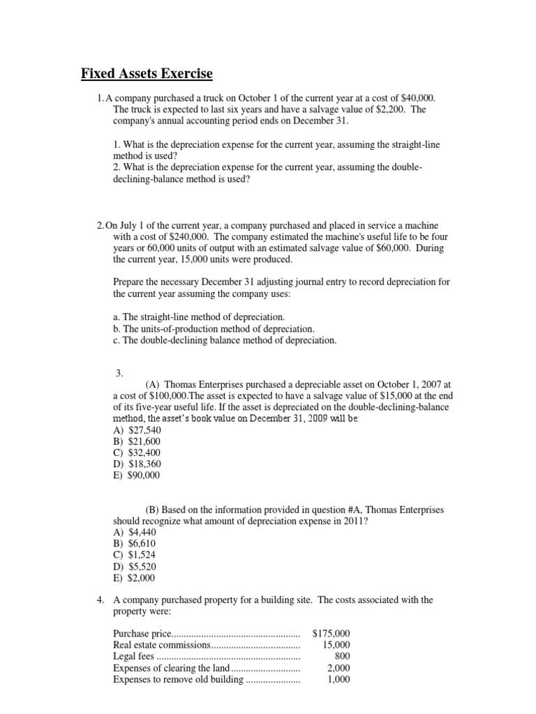 Ex 2 Questions of CH 10 Fixed Assets | PDF | Depreciation | Payments