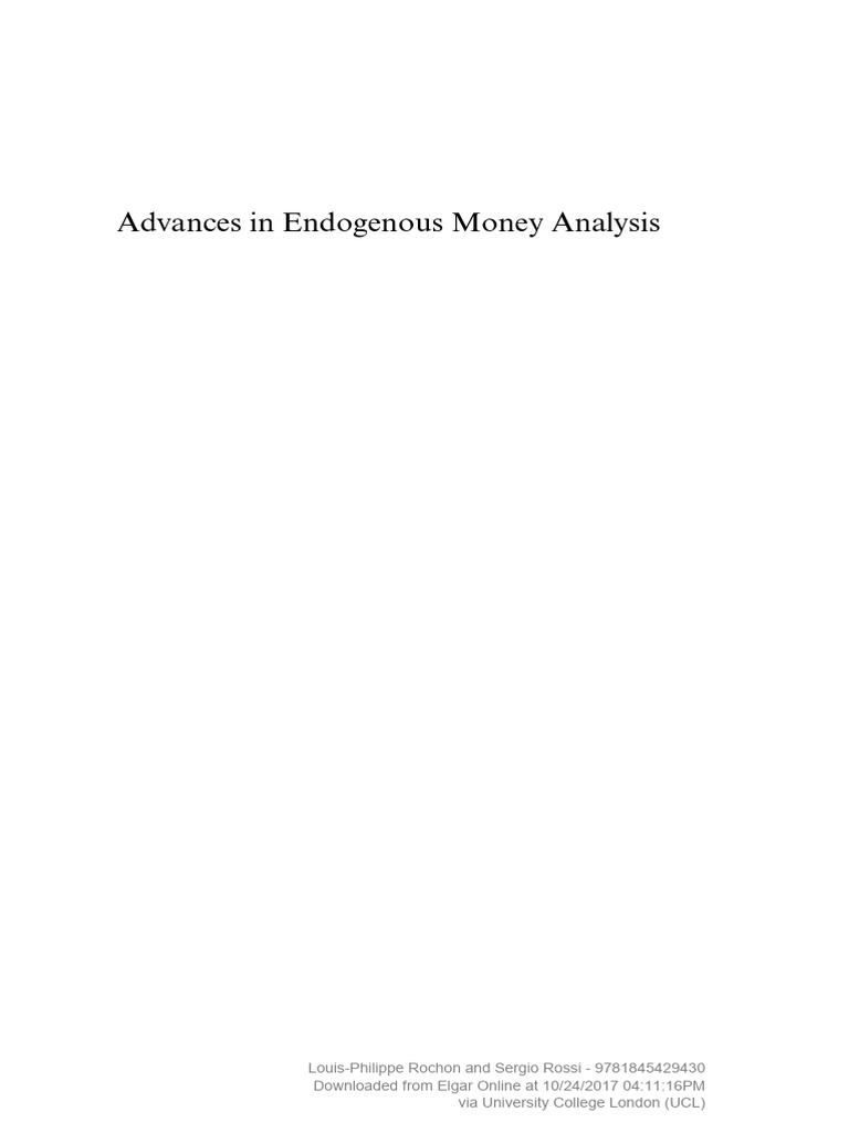 Endogenous Money Analysis Advances | PDF | Economics | Keynesian Economics