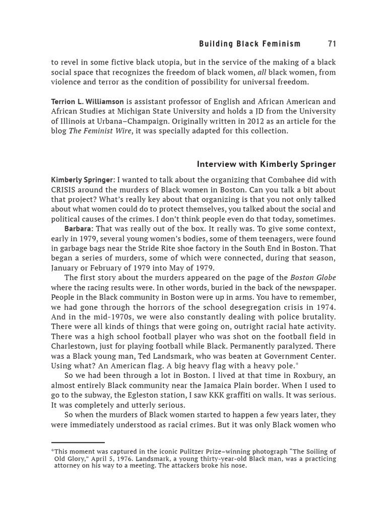 Barbara Smith Kimberly Springer Interview | PDF | Black Feminism | Feminism