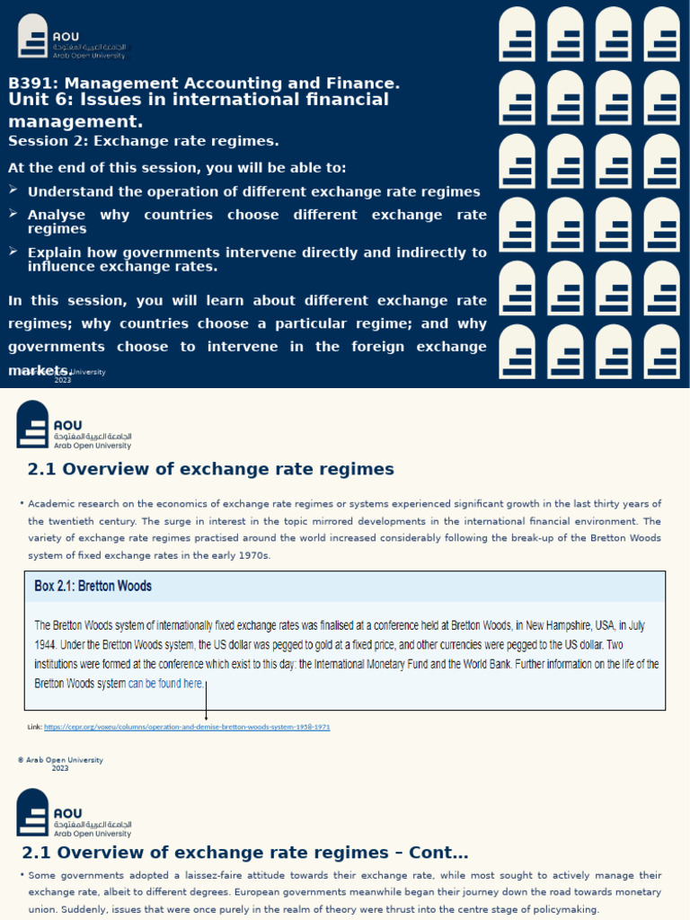 Unit 6 Session 2 - Exchange Rate Regimes | PDF | Exchange Rate ...