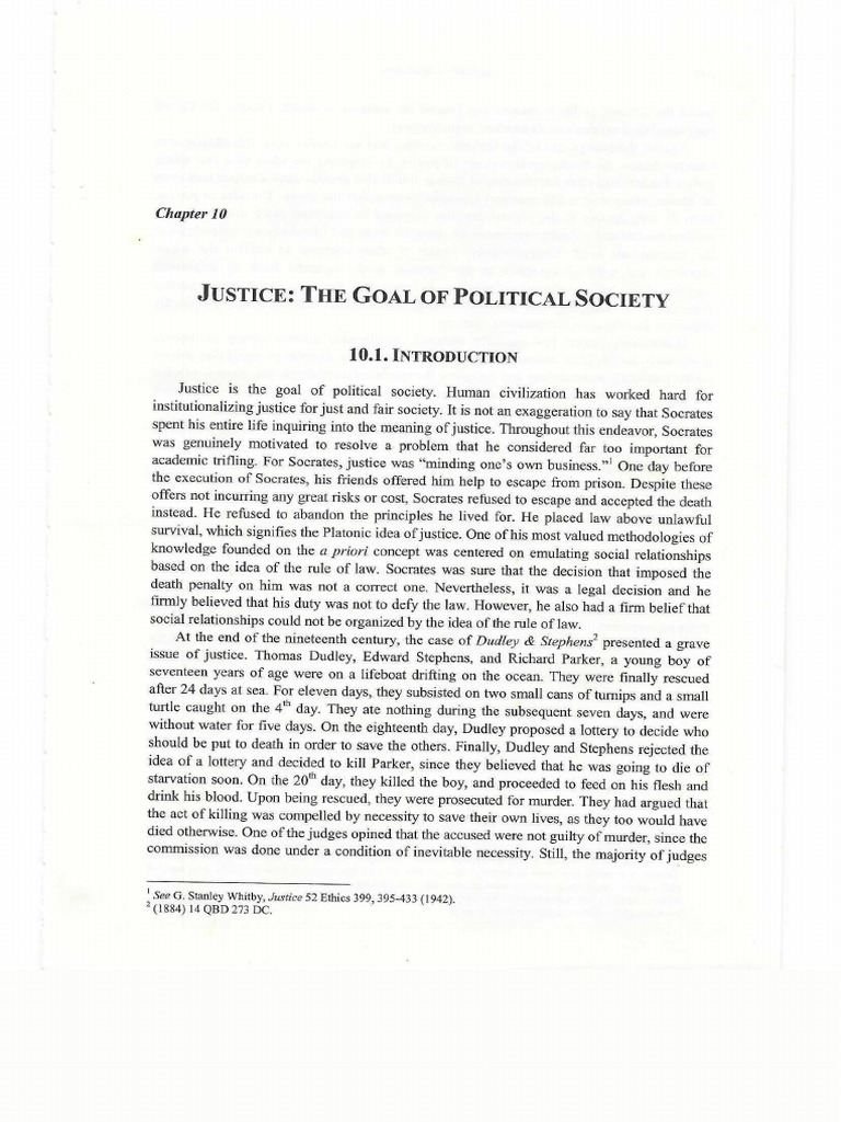 Justice - The Goal of Political Society | PDF