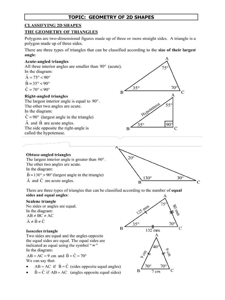 Geometry of 2D Shapes - Triangles | PDF