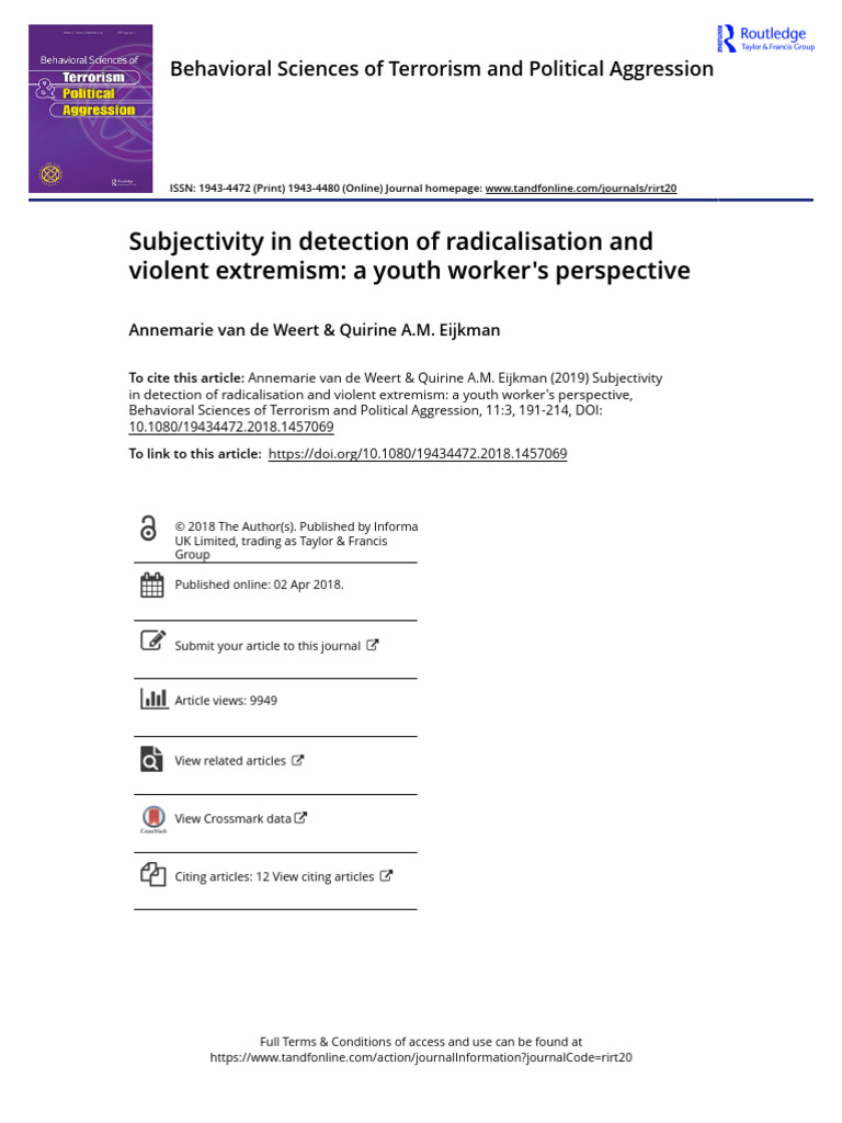 Subjectivity in Detection of Radicalisation and Violent Extremism A ...