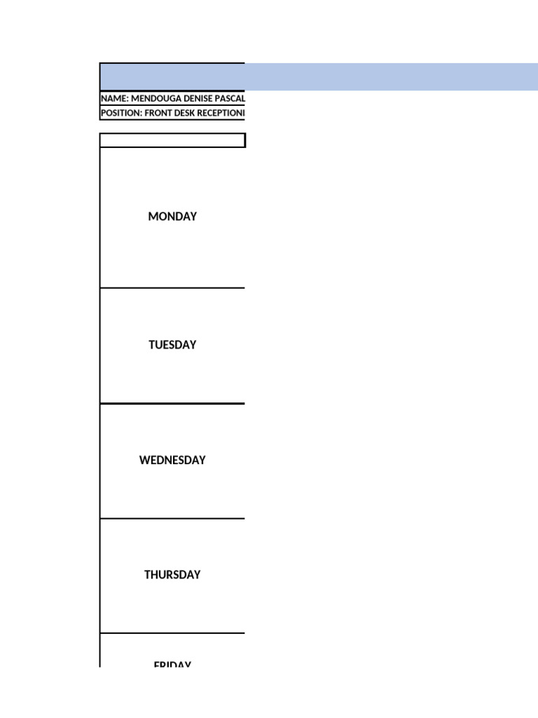 Weekly Report: Front Desk Receptionist Tasks | PDF | Teachers | Classroom