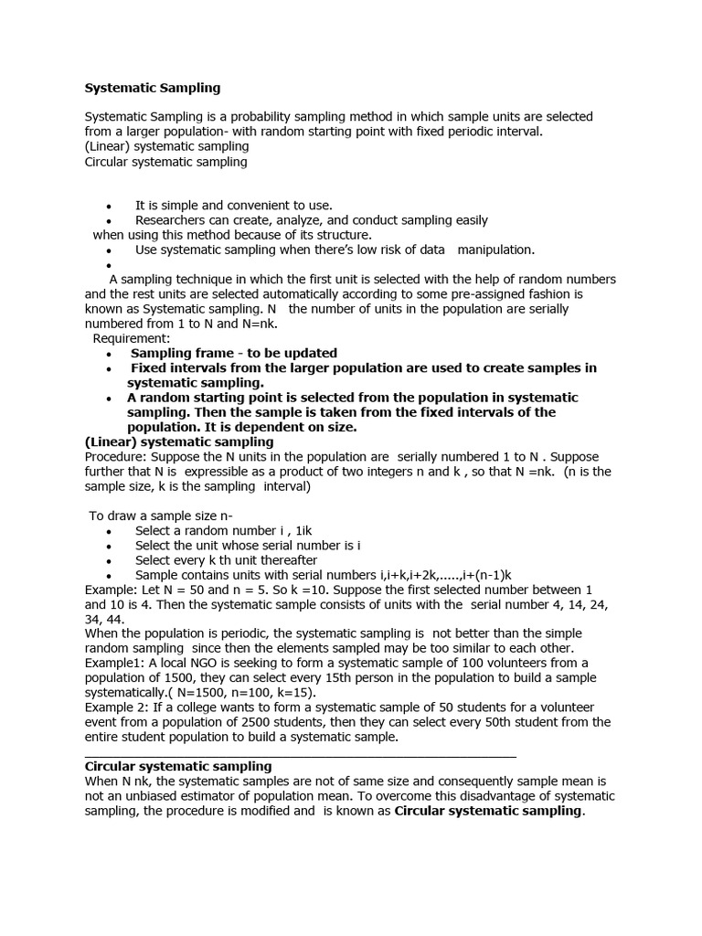 Systematic Sampling | PDF | Sampling (Statistics) | Statistical Analysis