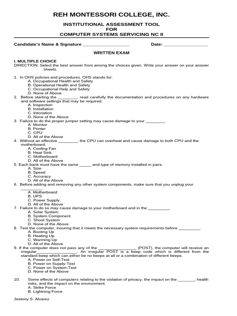 Institutional Assessment Tool Css | PDF | Operating System | Input/Output